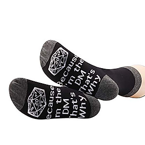 PXTIDY 2 PAIRS RPG Gaming Socks Dungeons Gift Because I'm the DM That's Why Socks D20 Dungeon Dragons Gaming Gift RPG Game Dungeon Master Gift (2pairs/set)