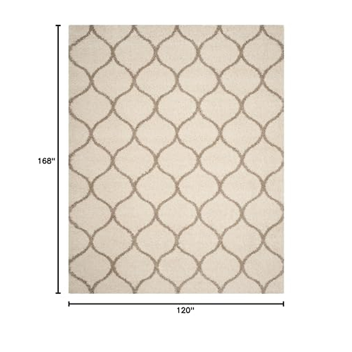 SAFAVIEH Hudson Shag Collection Area Rug - 10' x 14', Ivory & Beige, Moroccan Ogee Trellis Design, Non-Shedding & Easy Care, 2-inch Thick Ideal for High Traffic Areas in Living Room, Bedroom (SGH280D)