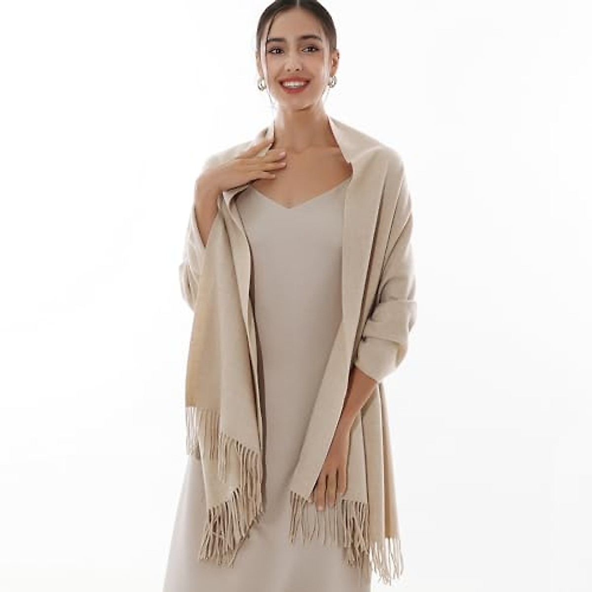 RIIQIICHY Winter Scarf for Women Beige Pashmina Shawls Wraps for Evening Dresses Large Warm Soft Scarves