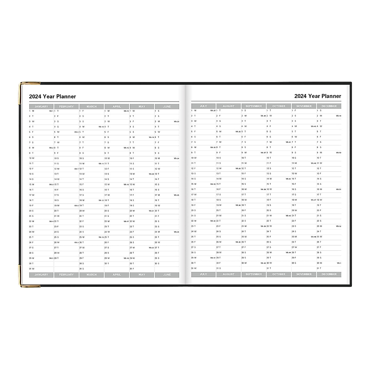 Letts of London Roma Weekly Planner, 12 Months, January to December, 2024, Italian Leather, Quarto Size, 10.25" x 8.25", Black (C33YIBK-24)