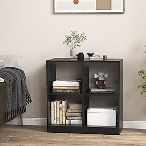 IFANNY Cube Bookcase, White Book Shelf with 4 Cubes, 2-Tier Small Display Shelf, Low Bookshelf Under Window, Cubical Storage Shelves for Bedroom, Living Room, Home Office