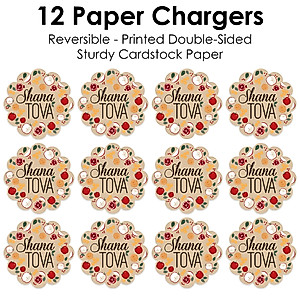 Big Dot of Happiness Rosh Hashanah - Jewish New Year Party Round Table Decorations - Paper Chargers - Place Setting For 12