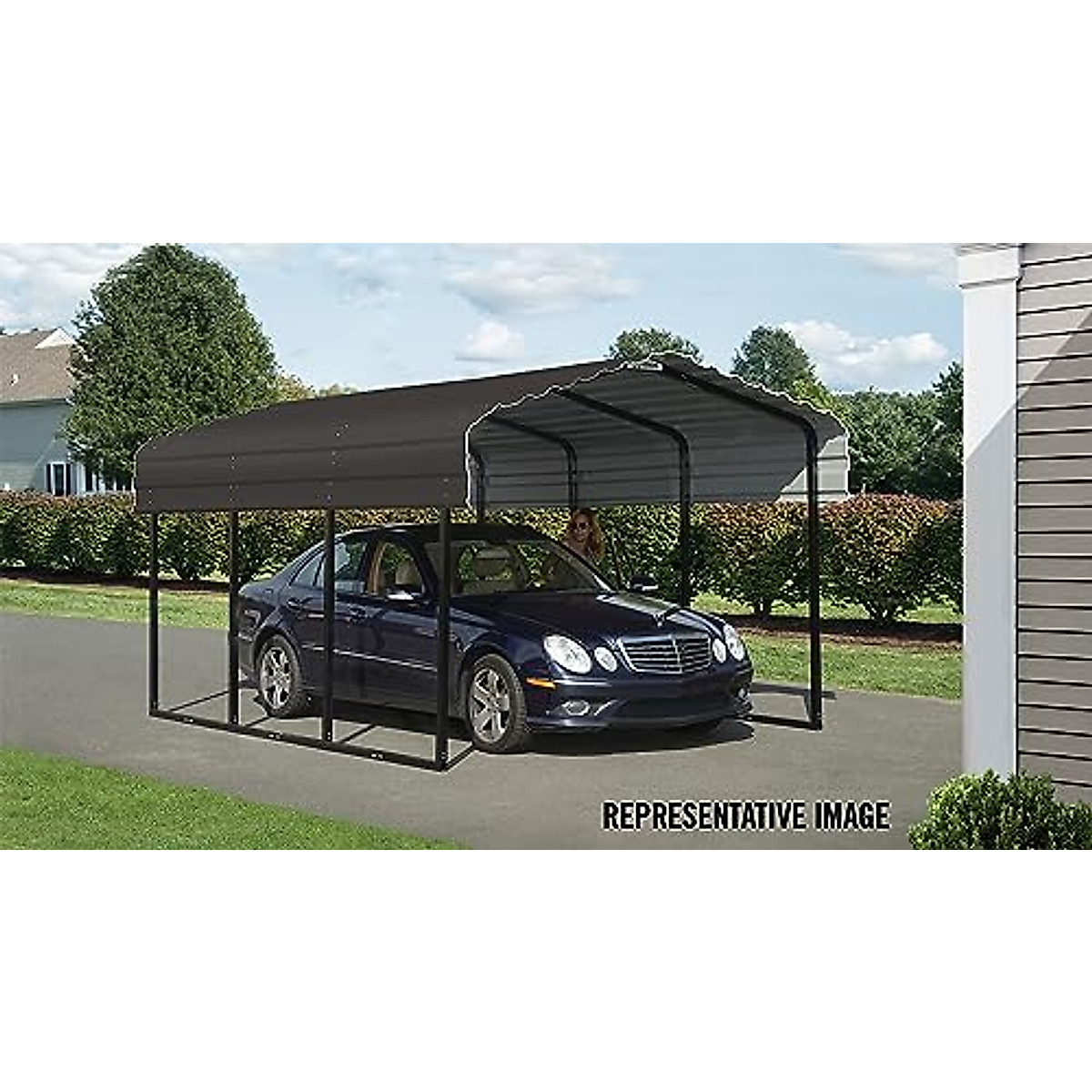 Arrow CPHC102407 Heavy Duty Galvanized Steel Metal Multi-Use Shelter, Shade, Carport, 10' x 24' x 7'