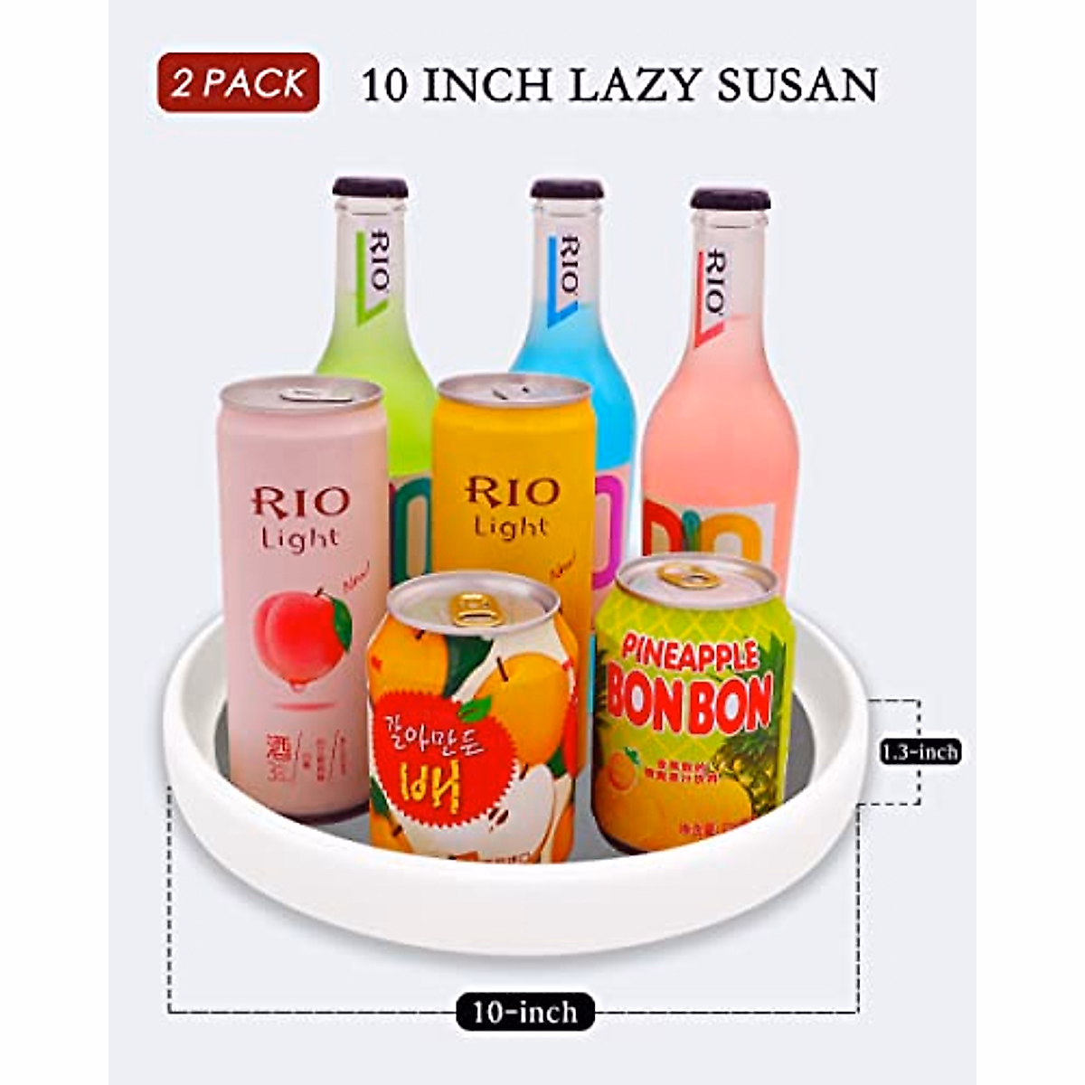 1pc 2 Tier Lazy Susan and 2pcs 1 Tier Lazy Susan Organizer for Cabinet