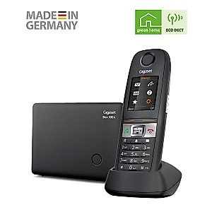 Gigaset E630A – Robust Landline Phone with Answering Machine - Made in Germany- Water Splash, Dust and Shock-Resistant, Cordless Phone for Workshops and Restaurants (Black, Pack of 1)