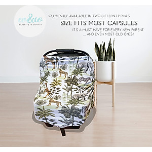 Multi-Use Baby Canopy Cover, Nursing Blanket for Breastfeeding, Shopping Cart Cover, Highchair Cover, and Baby Announcement Kit. Packaged in Luxury Box with Ribbon.