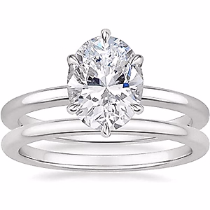 Moissanite World 5 CT Moissanite Oval Engagement Ring Set, Wedding Ring Bridal Set in Sterling Silver, Colorless Moissanite, VVS1 Clarity, Prong Set for Her (6)