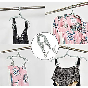 Home-X Folding Hangers with Clips, Space-Saving Hangers for Clothes, Compact Closet Organizer Accessories, Travel Clothes Hangers, Set of 2, 8" L x 4" W x ½” H, Gray