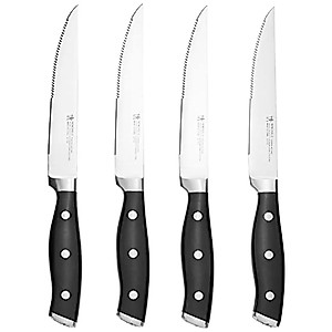 HENCKELS Forged Accent Razor-Sharp 4-Piece Steak Knife Set, Black, German Engineered Knife Informed by over 100 Years of Mastery