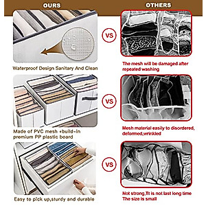 Msthreeup 7 Grids Washable Wardrobe clothes Organizer, Drawer Organizer Dividers,Closet Organizers and Storage Box for Folded Clothes,Jeans,Shirts,T-shirts,dress (1PC Large)