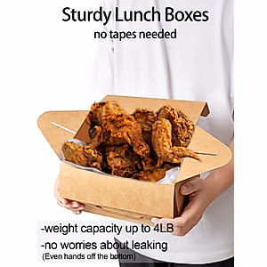 Happyhiram 30 CT 9x6x6 Large Box Lunch Boxes Cardboard Paper with Handles Kraft Brown, Gable Gift Boxes Party Favor Boxes Barn Style Carry Out Box Recyclable Packaging Boxes for Food Cookies Baby Shower Bridal Shower Wedding Birthday