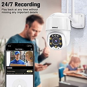 DoHonest Security Camera Outdoor HD 1080P WiFi IP Cam Pan Tilt 360° Surveillance Waterproof Home Security System Motion Detection Auto Tracking 2 Way Audio Night Vision Compatible with Alexa S02