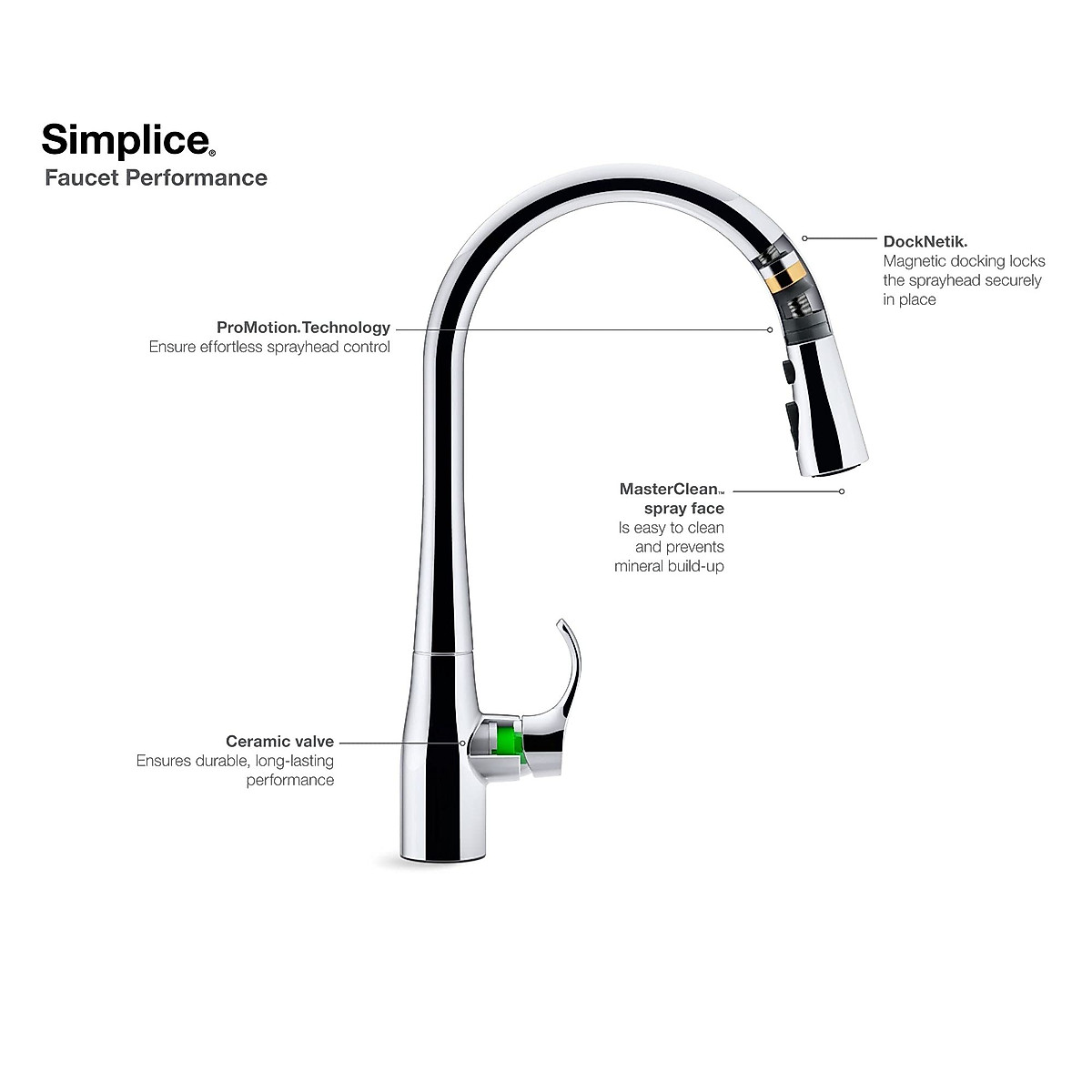 KOHLER Simplice Response Touchless Pull Down Kitchen Faucet in Stainless Steel, K-22036-VS
