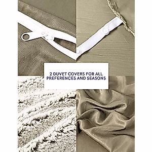 YnM Weighted Blanket and Duvet Covers — Hot and Cold Duvet Cover Set (3 Pieces) — (Teddy Bear Velvet Khaki, 60''x80'' 20lbs), Suit for One Person(~190lb) Use on Queen/King Bed