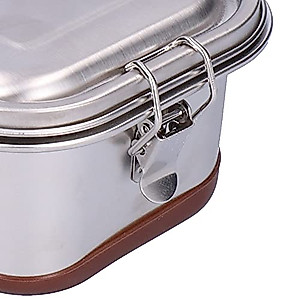 Food Container, Stainless Steel Food Container Bento Lunch Box Waterproof Leakproof Bento Box for Office Camping(Without Compartment)