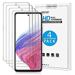 OMOTON [4 Pack] Screen Protector Compatible with Samsung Galaxy A53 5G - Easy Installation/Bubble Free/Tempered Glass for Galaxy A53/ A52 Series