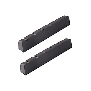 Metallor 6 String Graphite Guitar Nut Pre-Slotted Top Nut Compatible with Les Paul LP SG Style Electric Guitar or Acoustic Guitar Black 43 x 9 x 6mm Set of 2pcs.