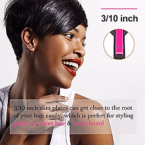 Terviiix Pencil Flat Iron, Small Flat Irons for Short Hair, Beard and Pixie Cut, 3/10 Inch Ceramic Tourmaline Mini Hair Straightener Dual Voltage with Adjustable Temperature, Auto Shut Off