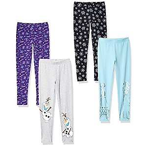 Amazon Essentials Disney | Marvel | Star Wars | Frozen | Princess Girls' Leggings, Pack of 4, Frozen Sisters, 4T