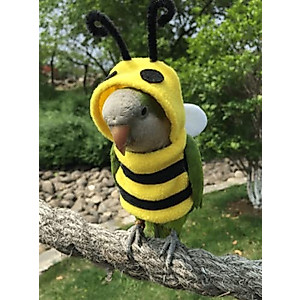 Bird Costume Bird Diaper Flight Suit Bird Bee Shape Bird Clothes Cosplay Photo Prop for Parrots Lovebird Budgie Parakeet Cockatiel Sun Conure, Small Animals Apparel (Bee Without Diaper, X-Large)
