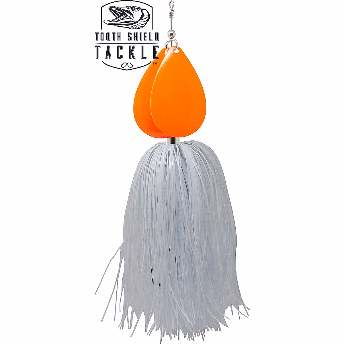 Tooth Shield Tackle Chubby Musky Bucktail (Flo Orange / White) Muskie Pike Double 9 Inline Spinner Musky Lures Baits Tackle