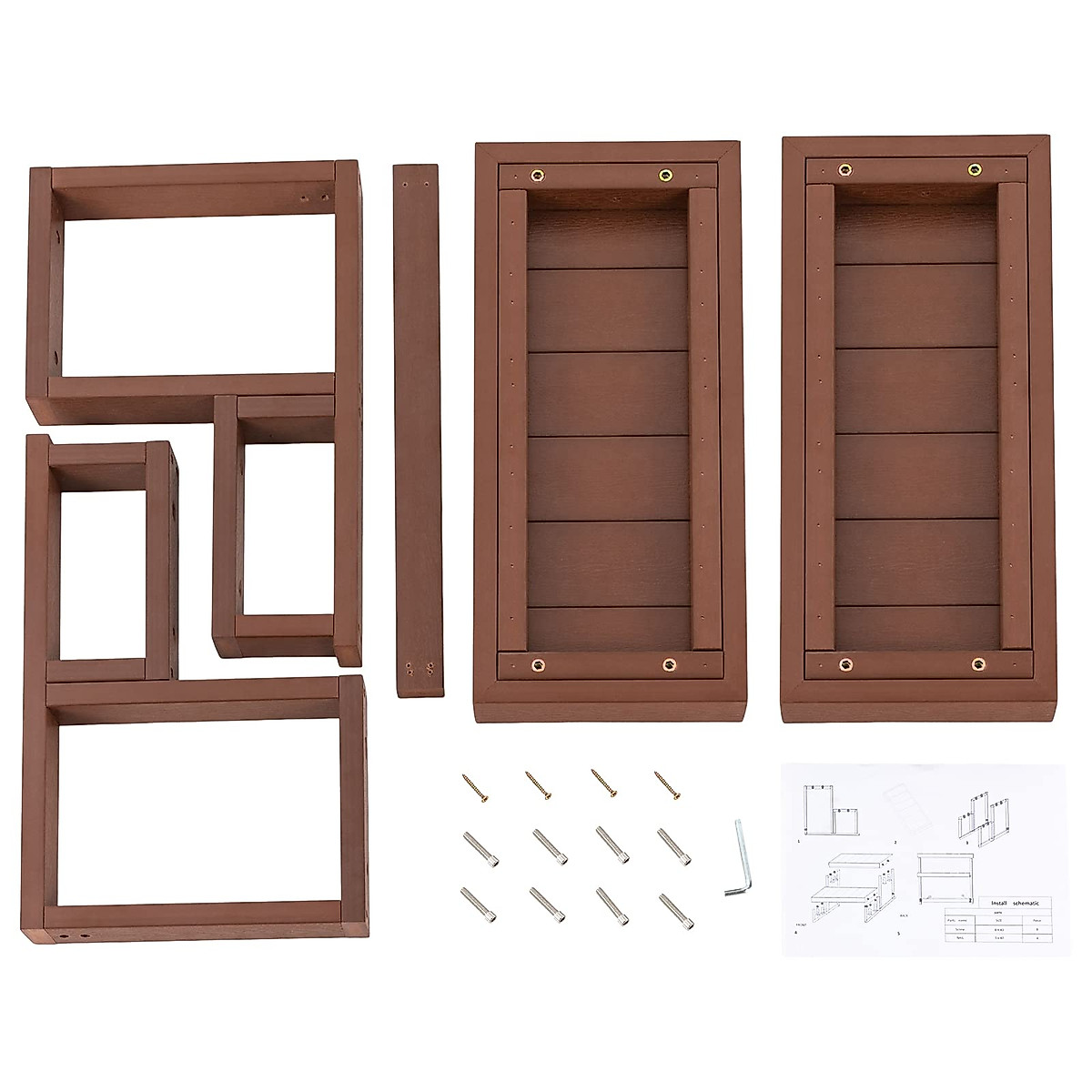 LIYUANJUN Hot Tub Steps, Spa Ladder with Allen Key for Any Hot Tub Shape and Size(3.28FT High) Outdoor Universal Pool Support Steps Large Non Slip Treads 23.62 * 21.46 * 15.75Inch (Brown)