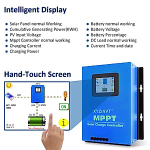XYZ INVT MPPT Solar Charge Controller 60A Max 170V Input Volt PV Solar Panel Controller Touch Screen LCD Display 12V/24V/48V Auto Identify 36V Manual Setting (MPPT-60A)