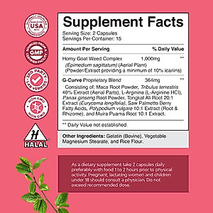 Natures Craft G-Curve Butt and Breast Enhancement Pills - Herbal Enhancer May Support Body Sculpting Curves with Saw Palmetto Extract Horny Goat Weed for Women *Results Vary 60 Count