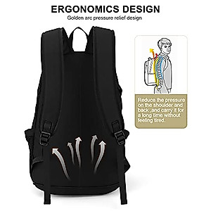 Black School Backpack for Teens Girls Boys, Middle High School Backpacks College Bookbag Laptop Backpacks for Women Men Water-Resistant Daypack Small Lightweight Waterproof Travel Hiking Backpack