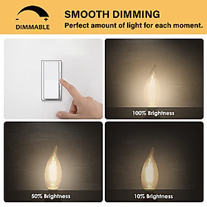 Sigalux E12 Candelabra Bulb 60W, LED Chandelier Light Bulbs Dimmable, Flame Tip CA10 Candle Light Bulbs, 4.5W, 500LM 2700K Soft White, E12 Bulb Candelabra Base, 16 Pack