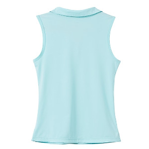 Willit Girls' Sleeveless Polo Shirts Golf Tennis Polo Lightweight Shirts Quick Dry Light Blue M