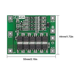2Pack Enhanced 4S 40A 16.8V Li-ion Lithium Battery Protection Board PCB BMS Charger Protection Circuit Balance Charging Module for Drill Motor Motorcycle Battery (4S 40A)