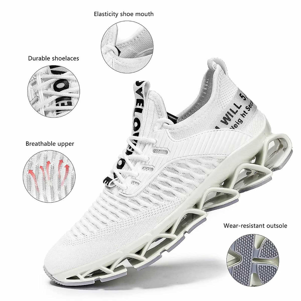 Womens Running Shoes Blade Tennis Walking Fashion Sneakers Breathable Non Slip Gym Sports Work Trainers White