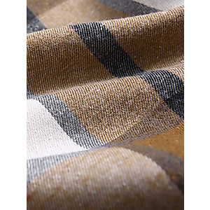 OYOANGLE Men's Casual Plaid Flannel Jacket with Hoodie Long Sleeve Button Down Shirt Brown Check L