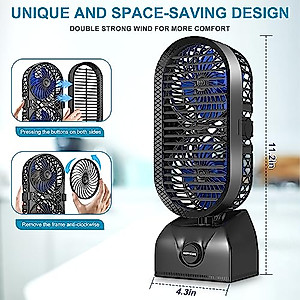 ACEDIS Tower Fan Oscillating Fan, 11'' Portable Small Desk Fan with Stepless Speed, 120° Oscillation, Battery Table Fan, 10000 mAh Rechargeable USB Oscillating Fan for Bedroom, Office and Outdoor