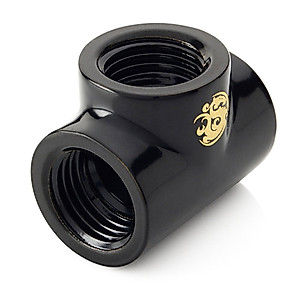 Bitspower T-Block Fitting with Triple G1/4" Female, Matte Black