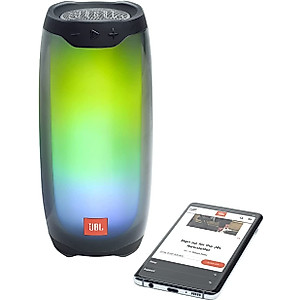 JBL Pulse 4 Waterproof Portable Bluetooth Speaker with 360 Color LED and Deluxe Hardshell Travel Case (Black)