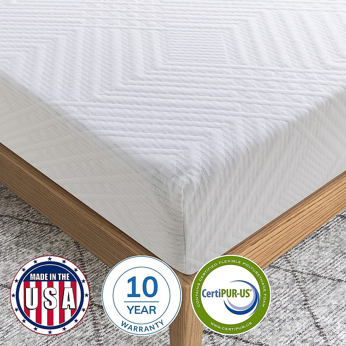 LIFERECORD 8 inch King Mattress in a Box, Gel Memory Foam Mattresses Made in USA for King Bed, Medium Firm, White
