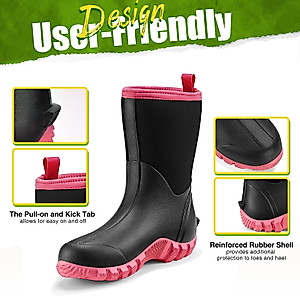 TIDEWE Rubber Boots for Women, 5.5mm Neoprene Insulated Rain Boots with Steel Shank, Waterproof Mid Calf Hunting Boots, Sturdy Rubber Work Boots for Farming Gardening Fishing (Black Size 9)