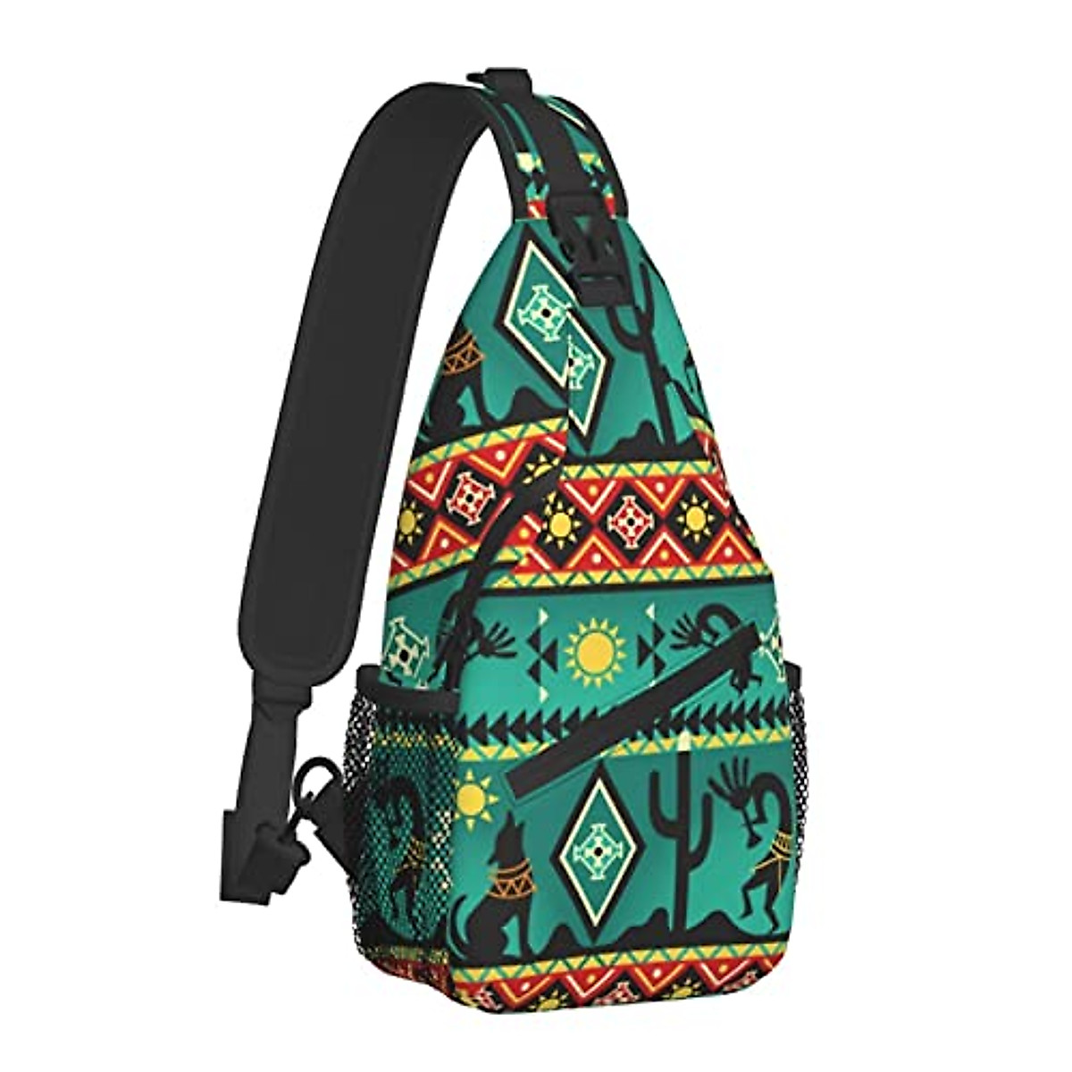 Unisex Men Women 3D Printed Southwestern Kokopelli Native American Animals Sling Bag Crossbody Chest Daypack Lightweight Casual Backpack Shoulder Bag For Travel Hiking Camping Gifts