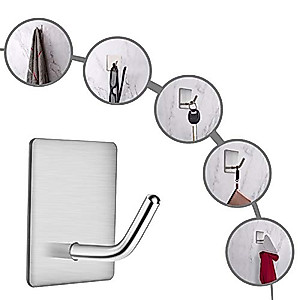 Robe Towel Hooks, SUS 304 Stainless Steel Bathroom Kitchen Hooks, Utility Heavy Duty Wall Hooks Office Hooks, Strong Adhesive Shower Hook, Coat Key Hook Waterproof 5 Pack by APTGAGA