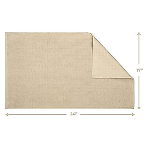 Cotton Paradise Bath Rug for Bathroom, 17x24 inch 100% Cotton Non Slip Bath Mat Rug, Soft Absorbent Machine Washable, Beige Bath Rug