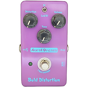 Aural Dream Bold Distortion Guitar Effect Pedal includes Heavy Distortion and High-Gain Powerful Dynamic Response for 2 Distortion modes,True Bypass
