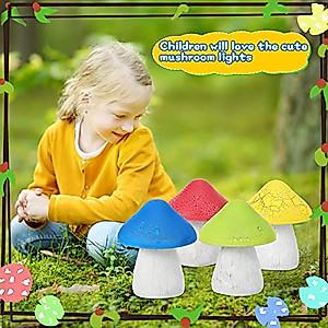 4 Pieces Outdoor Solar Powered Garden Mushroom Lights LED Waterproof Cute Mushroom Shaped Pathway Landscape Lights 2 Modes Automatic Change and 5 Lamp Beads for Yard Landscape Decoration
