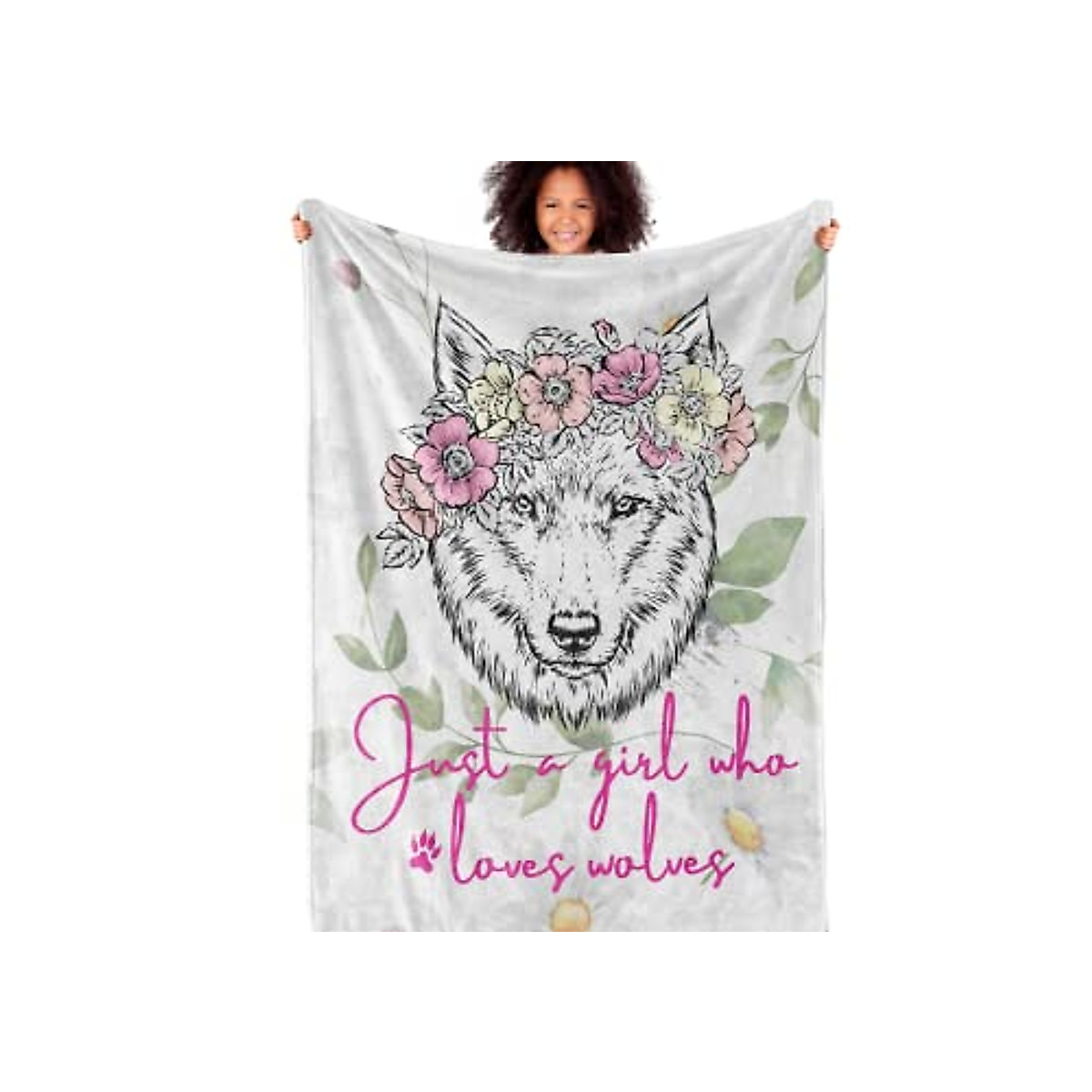 InnoBeta Wolf Blanket, Just A Girl Who Loves Wolves, Wolf Gifts, Wolves Gifts, Wolf Gifts for Girls?Women, Kids, Throw Blanket for Bed, Couch - Grey…