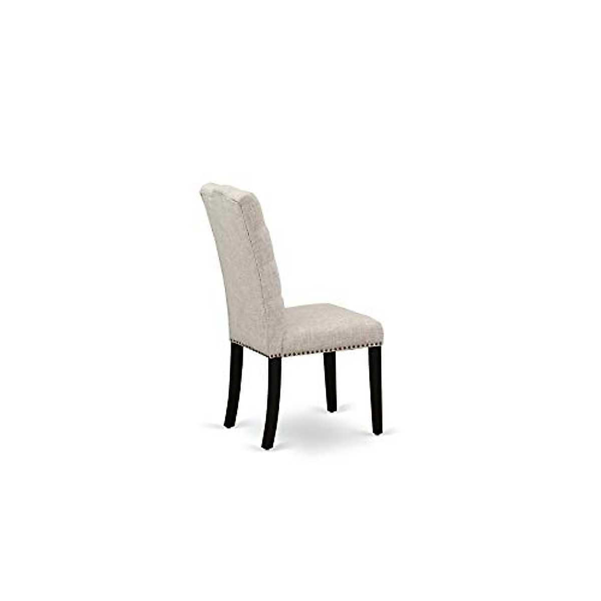 East West Furniture DMEL3-ABK-35 3 Piece Dinette Set for Small Spaces Contains a Round Dining Table with Dropleaf and 2 Doeskin Linen Fabric Parsons Dining Chairs, 42x42 Inch, Wirebrushed Black
