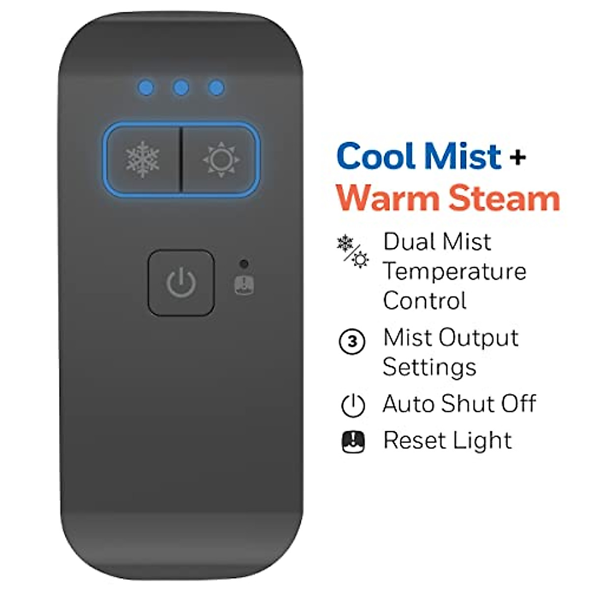 Honeywell Dual Comfort Cool + Warm Mist humidifier. Humidifier for Bedroom, Office, Living Room and Home. Provides Temporary Relief from Dry air discomforts - Black, HWC775B