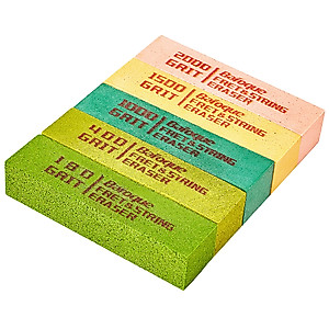 Guitar Fret Erasers, Fret Polishing Abrasive Rubber Blocks, Fret Cleaner Kit, Fret Polish Kit for Fretwire String and Metal, Set of 5 Grits (180 & 400 & 1000 & 1500 & 2000 Grit)