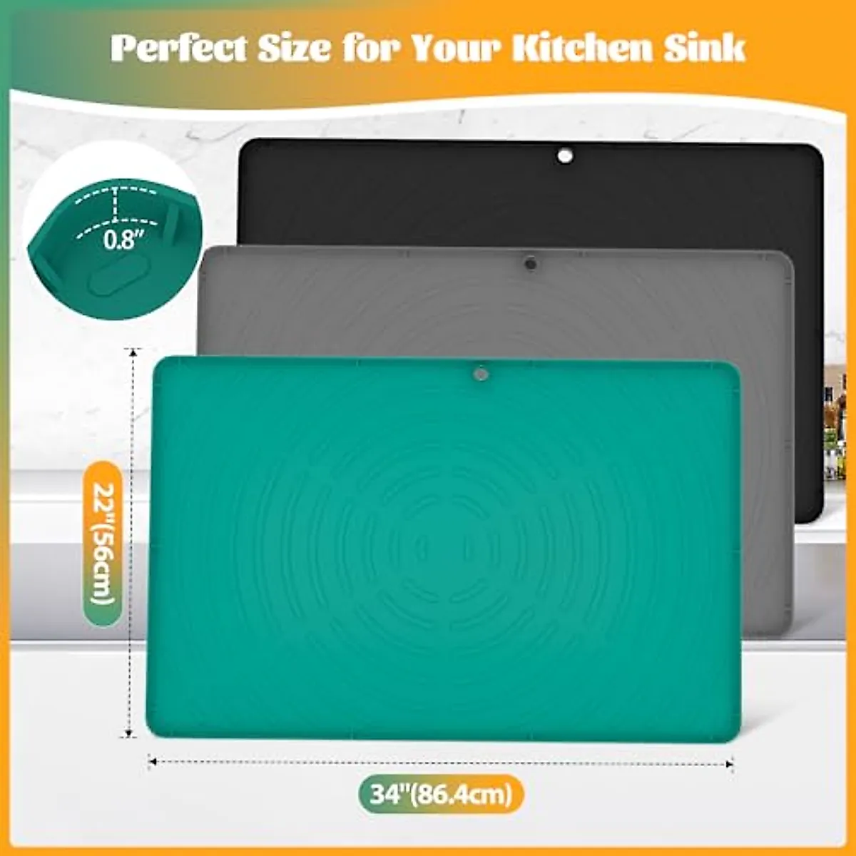 Sifxouped Under Sink Mat Waterproof Kitchen Sink Mats Sturdy Protectors 22"x34" for Bathroom Excellent Fit Easy to Clean (Green)