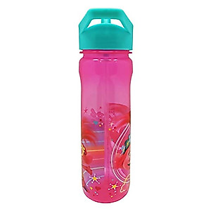 Trolls Reusable 600ml PP Water Bottle with Straw for Kids-Official Merchandise by Polar Gear Drinking School Nursery Sports Picnic BPA Free, Plastic, Pink
